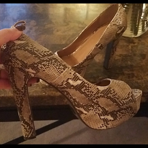 Shoes | Snake Skin Pattern Platform Heels | Poshmark